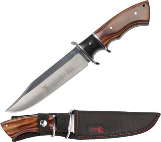 Columbia Jagd-Messer SA-63 Tactical Knife aus 440C Edelstahl mit Ornament-Verzierungen und Nylon Messerscheide (SA63) (SA63)