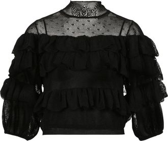 Ulla Johnson Femme, Blouses et Chemises, Noir, Taille: 38 FR Corinna Haut &agrave; Volants &Eacute;tag&eacute; &agrave; Faux Col