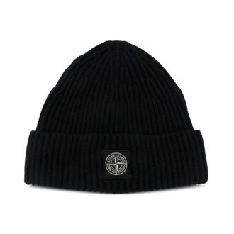 Stone Island M&uuml;tze aus RWS-Wolle mit Vollrippstrick - - Accessories - Herren - Blau - ONE SIZE