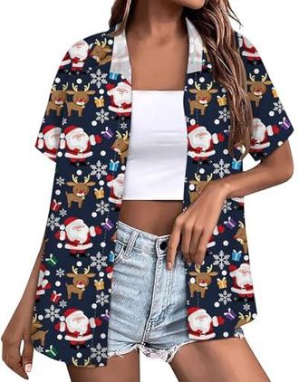 Generic Sweat-shirt en polaire confortable pour femme - Imprimé de Noël décontracté - Col en polaire - Pour la vie quotidienne - Cadeau de Noël, rose, XXL