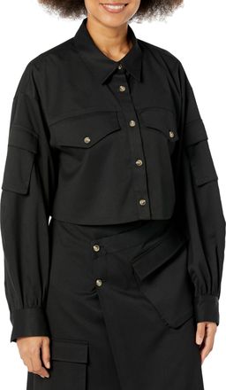 The Drop Cargo-Hemdjacke für Damen, Crop-Länge, Schwarz, von @karenbritchick, XL