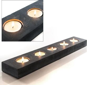 PTMD Design Teelichthalter Schiefer f&uuml;r 5 Teelichter. Kerzenst&auml;nder Teelichttablett