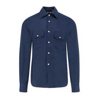 Kiton Homme, Chemises, Bleu, Taille: XL Pocket Shirt