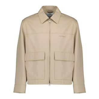 Courr&egrave;ges Homme, Vestes, Beige, Taille: L Veste en coton zipp&eacute;e &agrave; 2 poches
