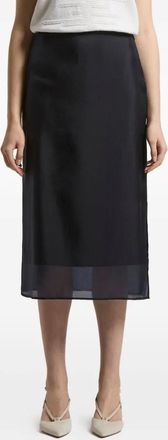 PESERICO jupe mi-longue à empiècement en soie - Bleu