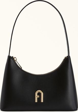 Furla Diamante Schultertasche Nero Schwarz Weiches Kalbsleder Damen