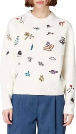 Paul Smith Femme, Pulls, Beige, Taille: 42 FR Pull Brod&eacute; Animaux