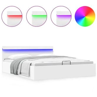 vidaXL Vidaxl - Cadre de lit à rangement avec led blanc similicuir 180x200 cm