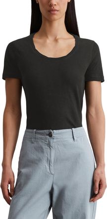 Marc O'Polo Damen T-Shirt mit getwistetem Ausschnitt Regular Fit, Schwarz (Black), XXS