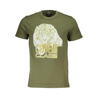 Cavalli Homme, Tops, Vert, Taille: XL Tee-shirt Vert Militaire avec Tête de Tigre