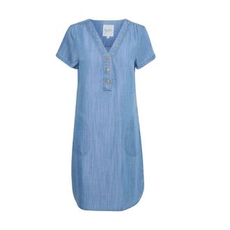 Part Two Blaues Denim Kleid mit V-Ausschnitt - - Dresses - Damen - Blau - XS