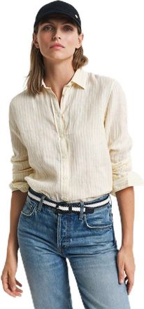 GANT Damen REG Linen Striped Shirt Bluse, Dusty Light Yellow, 36