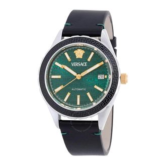 Versace Gr&uuml;nes Zifferblatt Automatische Analoguhr - - Accessories - Herren - Schwarzk - ONE SIZE