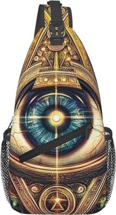 Generic Sac &agrave; bandouli&egrave;re lumineux avec symbole des yeux - Sac &agrave; dos de voyage pour homme - Sac &agrave; dos de randonn&eacute;e