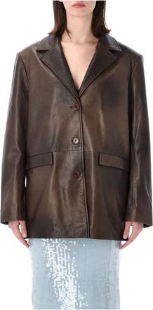 Rotate Rotate Birger Christensen, Femme, Vestes, Brun, Taille: 36 FR Leather Blazer