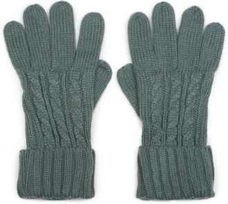 styleBREAKER Damen Handschuhe mit Zopfmuster und doppeltem Bund, warme Strickhandschuhe, Fingerhandschuhe 09010009, Farbe:Grau