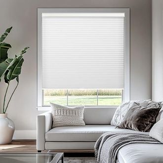 Chicology Cordless Cellular Shades Sichtschutzrollo, 1 Zelle, Polyester, Metall, Kunststoff, Morgennebel (Lichtfilterung), 61W x 122H cm