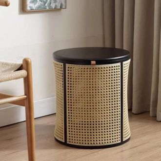 Generic Kleiner Beistelltisch, Kleine Nachttische Mit Bezug, Massivholz, Rattan-Weberei, Handwerkskunst for Sitzen, Aufbewahren