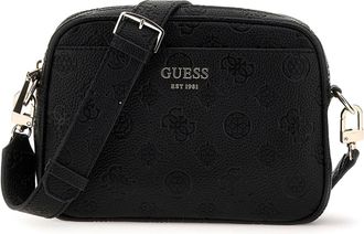 Guess Damen Vikky Ii Kamera-umh&auml;ngetasche Klappe, Crossbody-Tasche, Schwarzes Logo