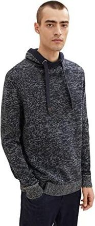 Tom Tailor Hommes Pull en tricot avec col 1034304, 30810 - Navy Kakhi White Mouline, L