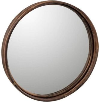 Paris Prix Paris Prix - Plateau & Miroir Design Rond & Rotin 40cm Marron