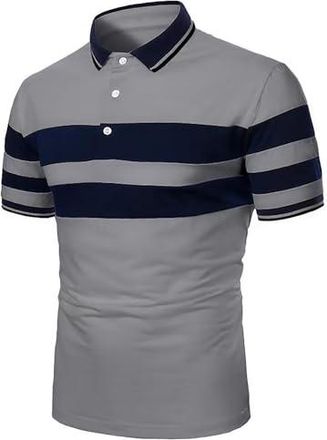 Generic Polo de sport &agrave; manches courtes pour homme - T-shirt respirant - Coupe droite - Polo d&eacute;t&eacute; - Loisirs et l&eacute;ger, gris, 3XL