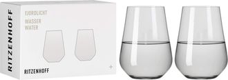 Ritzenhoff 3651002 Wasserglas 500 ml - Serie Fjordlicht Nr. 2 - 2 Stück mit Farbverlauf Grey - Made in Germany