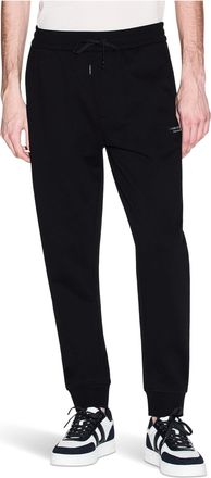 A|X Armani Exchange Mens Cuffed Leg Side Logo Lettering Pants, Black, XXL