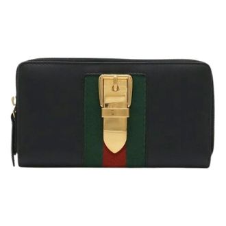 Gucci Portefeuille zipp&eacute; en cuir Sylvie Pre-owned - Femme - Pre-owned - Noir - Taille: ONE Size