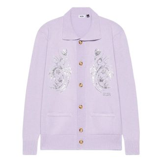 GCDS Flowers Cardigan - - Knitwear - Damen - Lila - XS