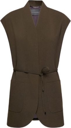 Elena Miro Femme, Vestes, Vert, Taille: 42 FR Blazer sans Manches en Cady Stretch