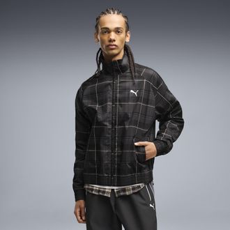 Puma Veste de sport d&eacute;contract&eacute;e &agrave; carreaux T7 Homme, V&ecirc;tements, Noir, XXL