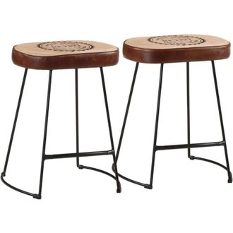 vidaXL Tabourets de bar lot de 2 marron foncé 40x29,5x53 cm - Vidaxl