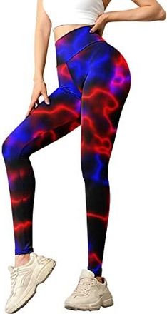 Generic Legging de sport pour femme - Taille haute - Opaque - Pantalon de yoga multicolore - Legging de sport pour femme - Long sans coutures - &Eacute;lastique - Pa