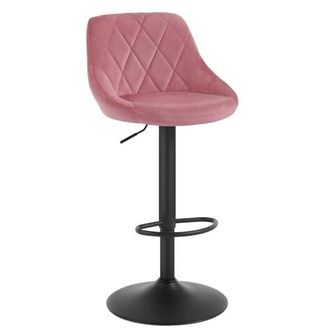 Woltu 1 x Tabouret de Bar en Velours Hauteur r&eacute;glable,Rose BH219rs-1