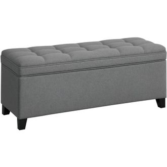 HOMCOM Banc de rangement - HOMCOM - 112L - si&egrave;ge capitonn&eacute; - tissu de lin - 120 x 40 x 48 cm - gris fonc&eacute;