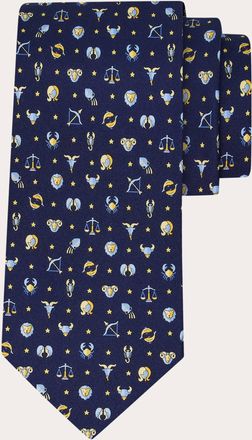 Ferragamo Herren Seidenkrawatte mit Horoskop-Print Blau