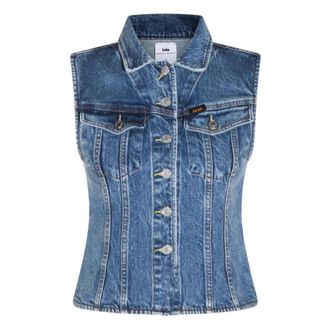Lois &Auml;rmelloses Denim-Hemd mit Eins&auml;tzen - - Blouses & Shirts - Damen - Blau - S