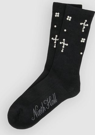 Ninth Hall Pearl Cross Socks black