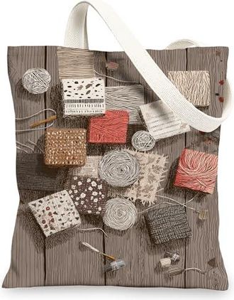 Generic Sacs fourre-tout en toile artistique, sacs de courses réutilisables, légers et lavables avec bandoulière pour salle de sport, extérieur, voyage, 33 x 