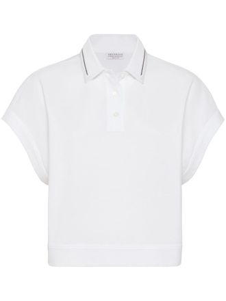Brunello Cucinelli polo &agrave; ornements m&eacute;talliques - Blanc