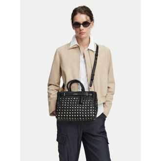 Tommy Hilfiger Handtasche Tommy Hilfiger American Icon Mini Tote Braided AW0AW18734 Schwarz