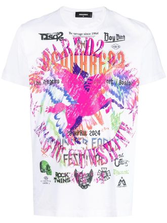 Dsquared2 t-shirt en coton &agrave; imprim&eacute; graphique - Blanc