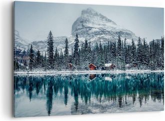 Arttor Bilder auf Leinwand 100x70cm Leinwandbild Landschaft Kanada Winter Gro&szlig; Wanddeko Bild Schlafzimmer K&uuml;che Deko Wandbilder Dekoration Wohnzimmer Wall De
