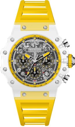 Invicta Racing 69677 Herrenuhr - Quarzwerk - Acryl mit silbernem Zifferblatt - 43 mm