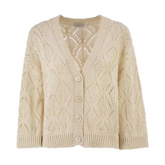 PESERICO Cardigan aus Pailletten-Baumwoll-Kordelstrick - - Knitwear - Damen - Beige - M