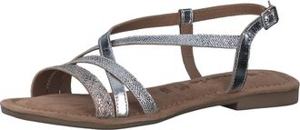 Tamaris Damen Sandalen Leder Sommer; SILVER/metallic; 37 EU