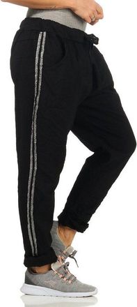Mississhop Jogginghose Damen Hose Baumwollhose mit Seitlichen Silberstreifen M.348