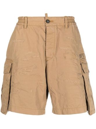 Dsquared2 short cargo &agrave; effets us&eacute;s - Tons neutres