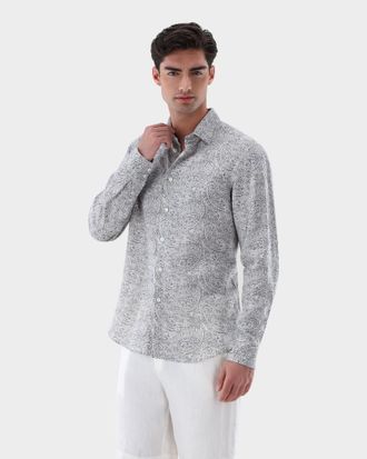 van Laack Leinenhemd mit Paisley Druck Tailor Fit